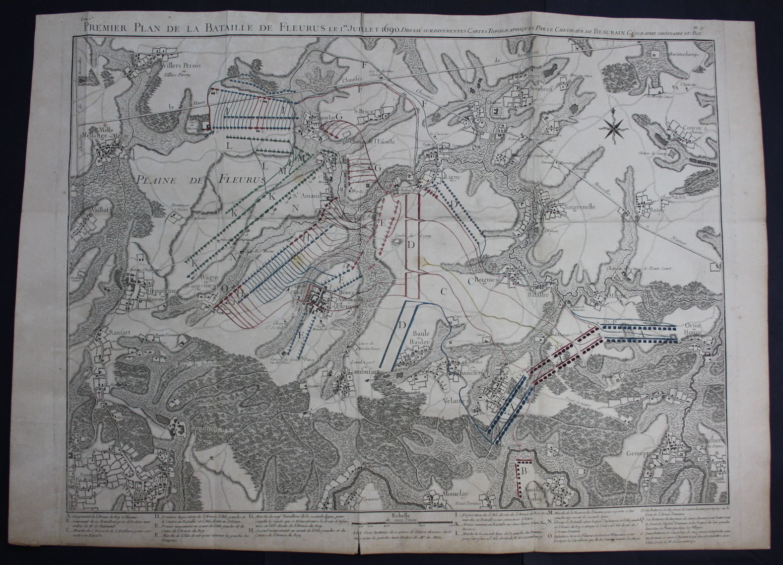 Fleurus Jemeppe sur Sambre Ligny map Karte gravure engraving: (1760 ...