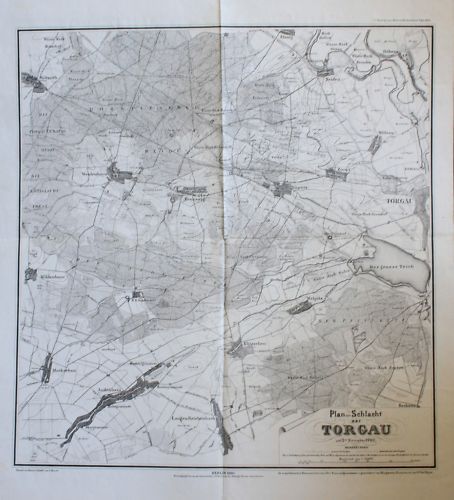 "Plan zur Schlacht bei Torgau" - Torgau Schlacht v. 1760 Militär-Karte ...