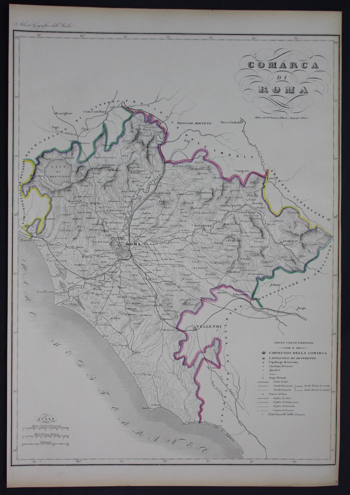 Roma Tivoli Subiaco Frascati mappa Karte map Vallardi: (1870) Map ...