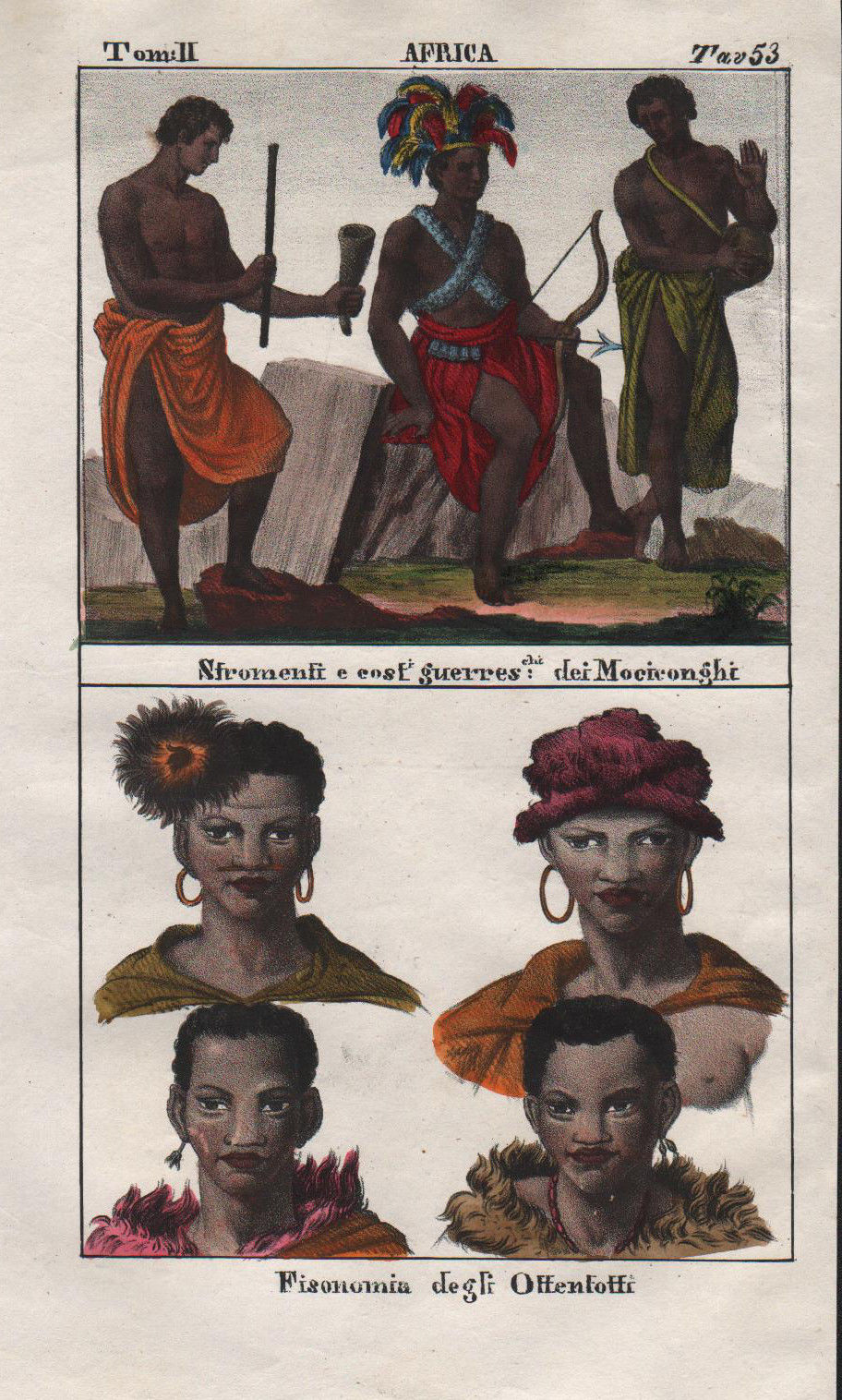 - South Africa Khoikhoi Congo Kongo people costume Lithograph: (1840 ...
