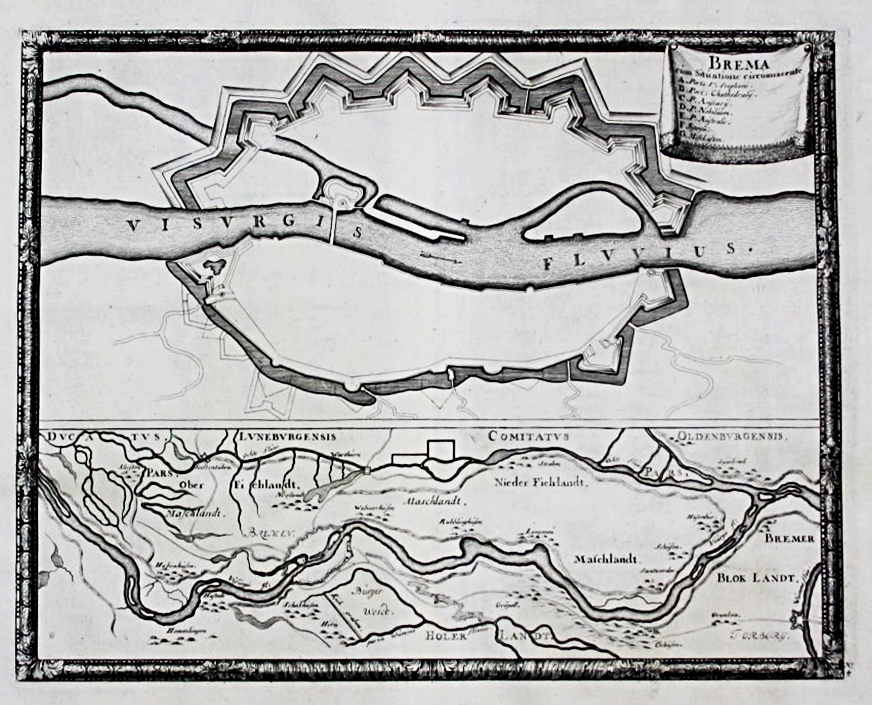 Bremen Weser Germany engraving Karte map Pufendorf: (1696) Karte ...