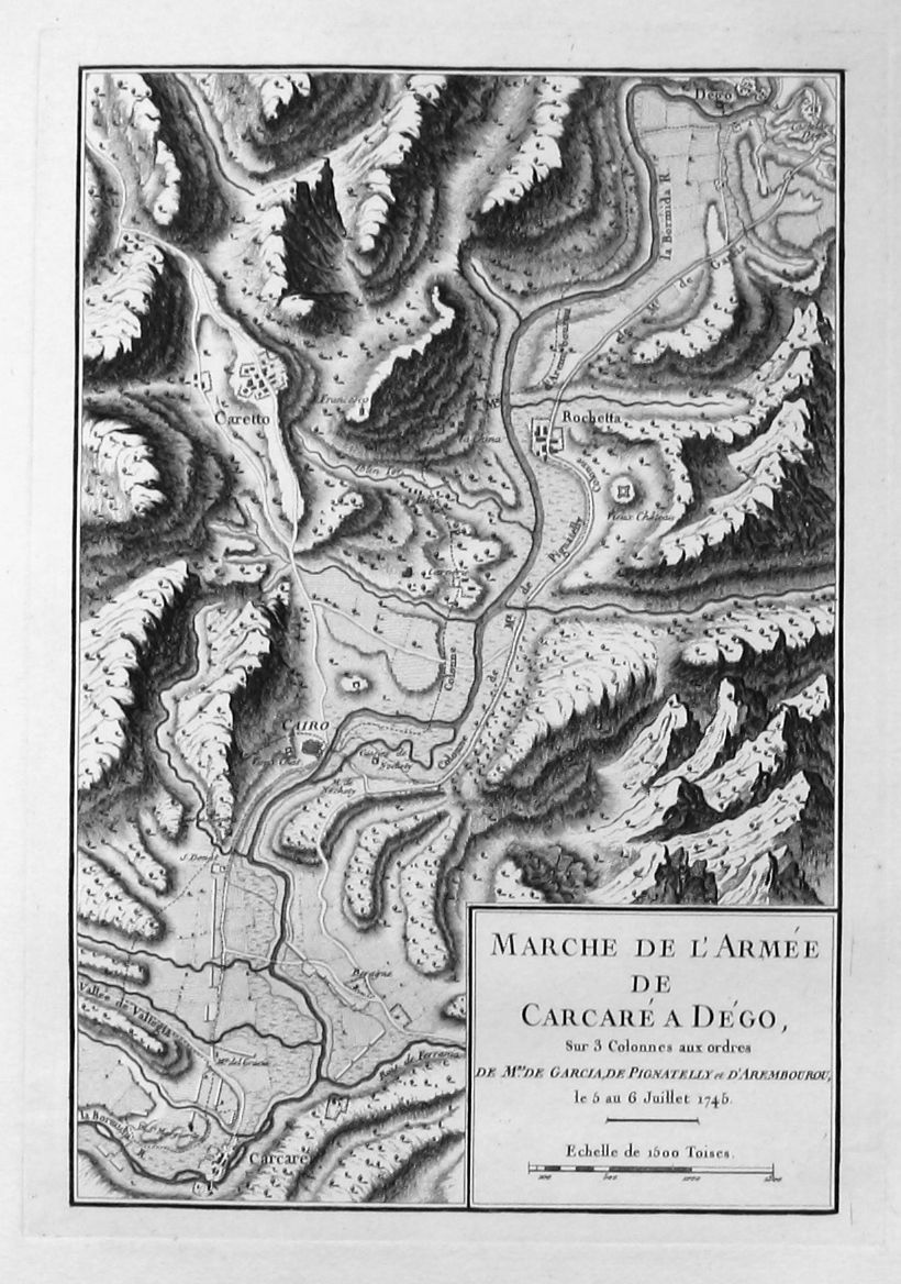 Carcare Dego Cairo Montenotte Kupferstich acquaforte map Pezay Italia ...