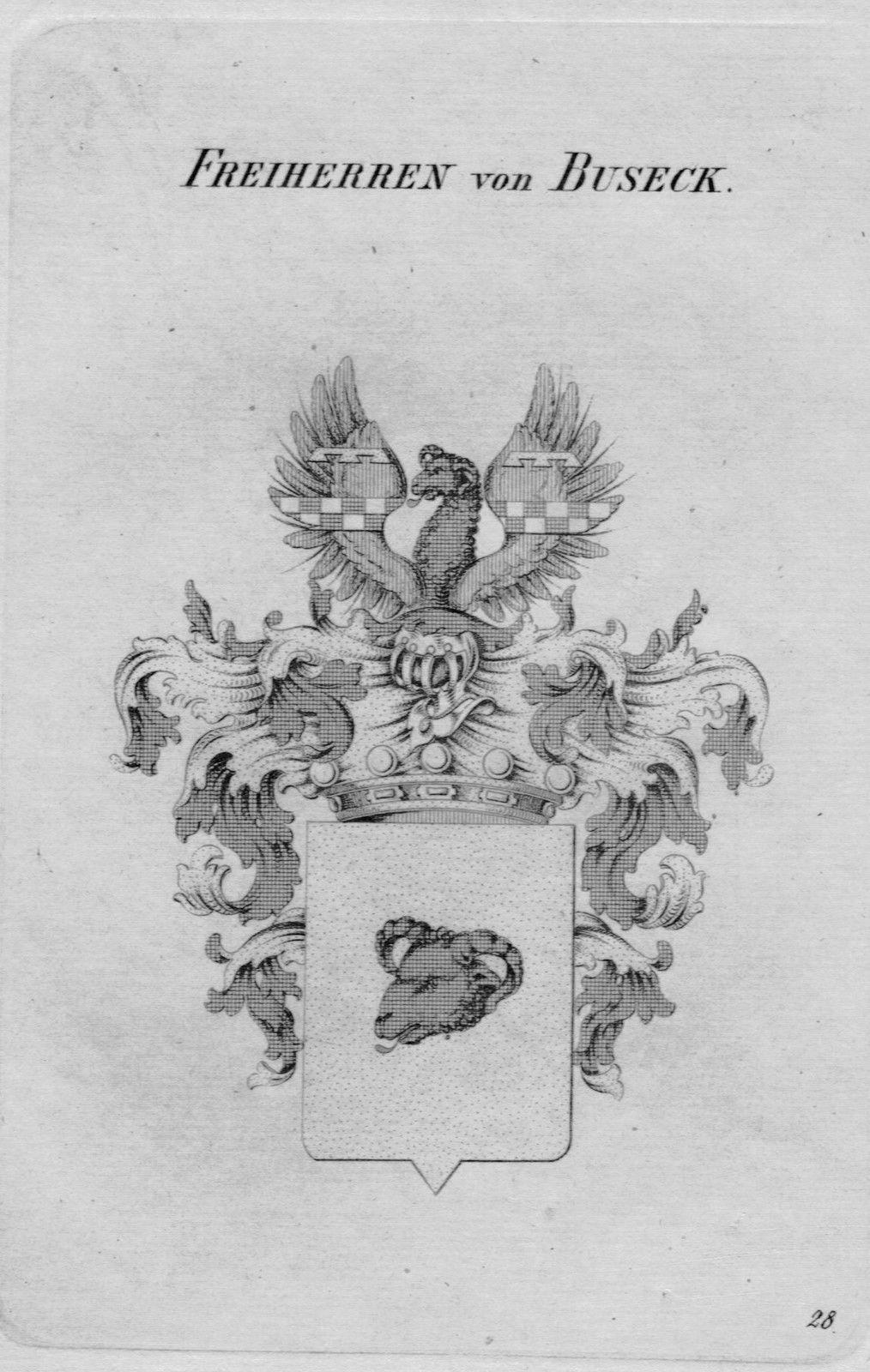 Buseck Wappen Adel coat of arms heraldry Heraldik crest Kupferstich ...