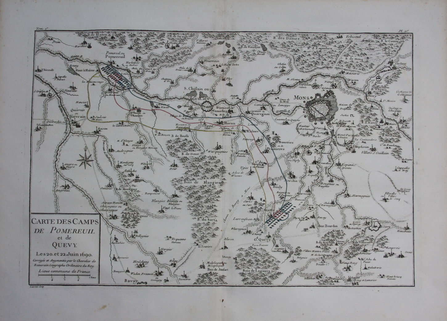 Mons Saint Ghislain Frameries Quevy map Karte gravure: (1760) Map ...