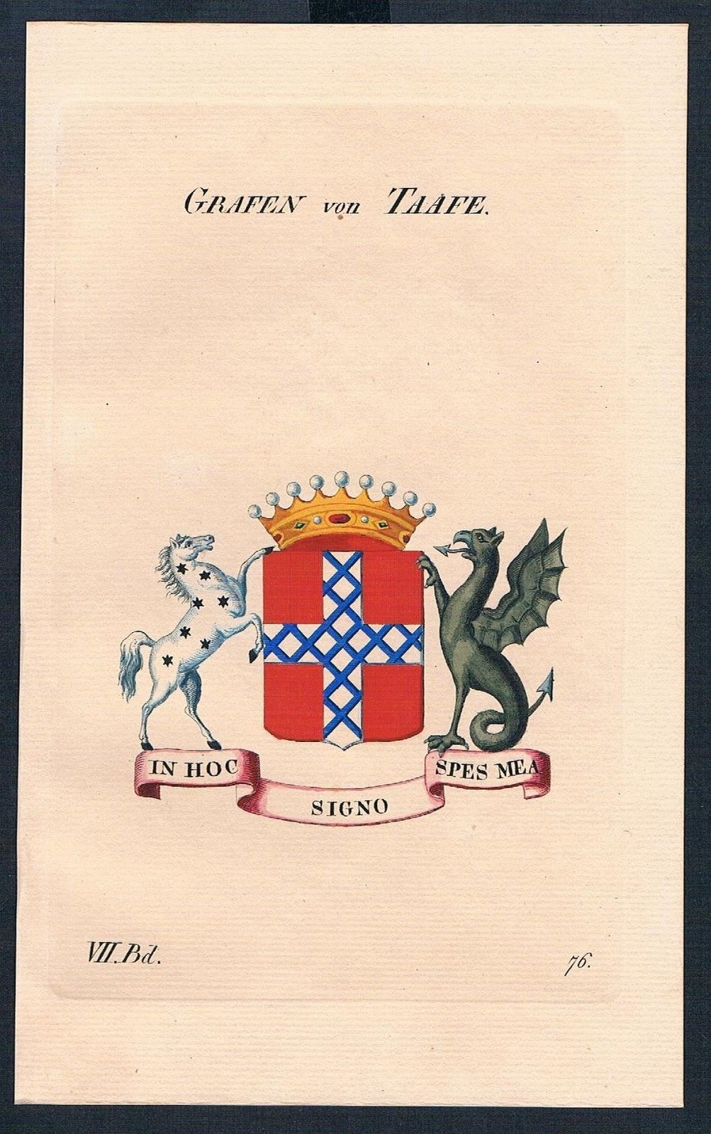 Grafen von Taafe Wappen Kupferstich Genealogie Heraldik coat of arms ...
