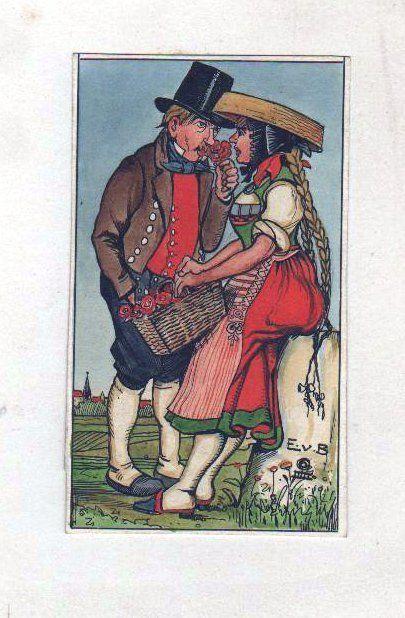 Eugen von Baumgarten Original Zeichnung Tracht Trachten costumes ...