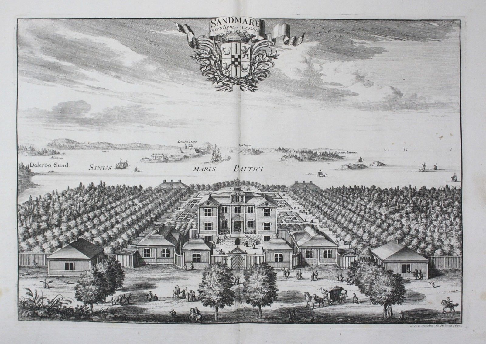 Sandemar slott Haninge Södermanland Kupferstich Dahlberg engraving ...