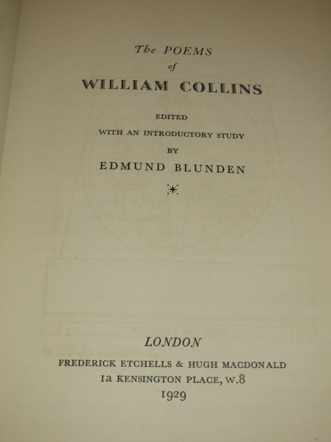 The Poems of William Collins (Limited Edition) by Edmund Blunden ...
