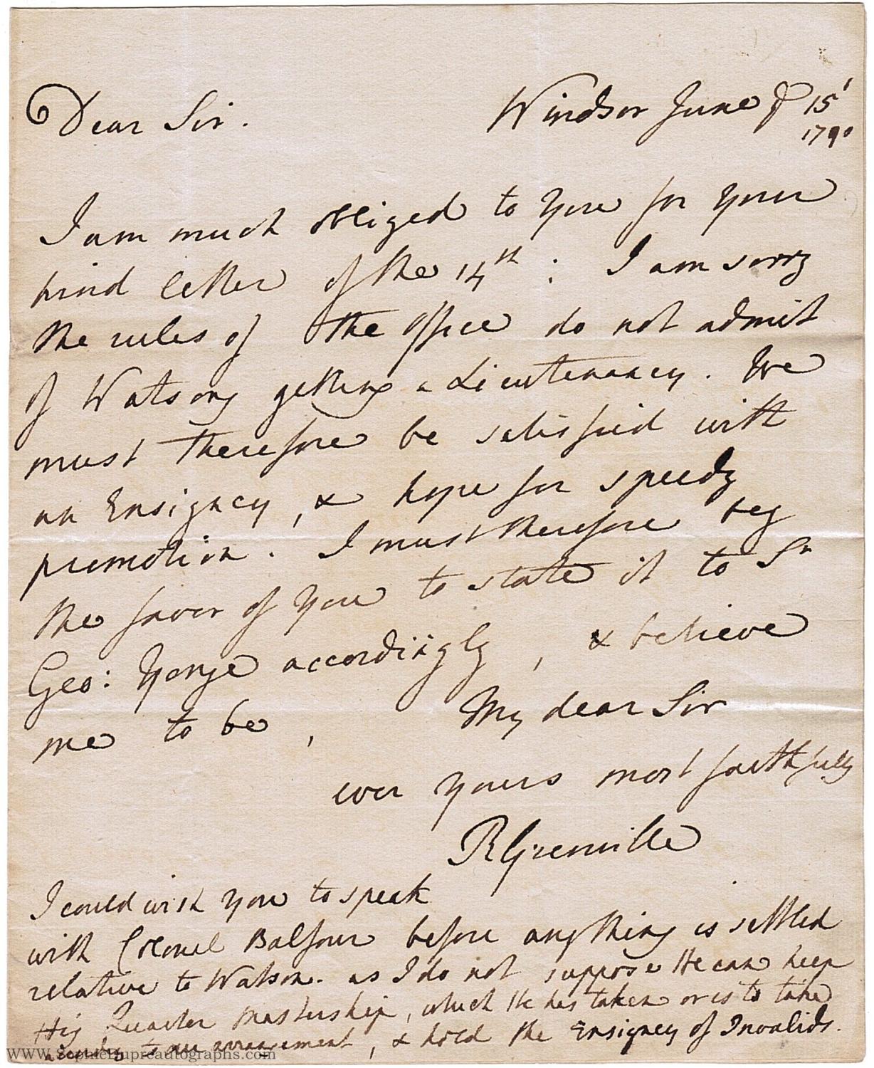 Autograph Letter Signed to 'Dear Sir', (Richard, d. 22nd April 1823 ...