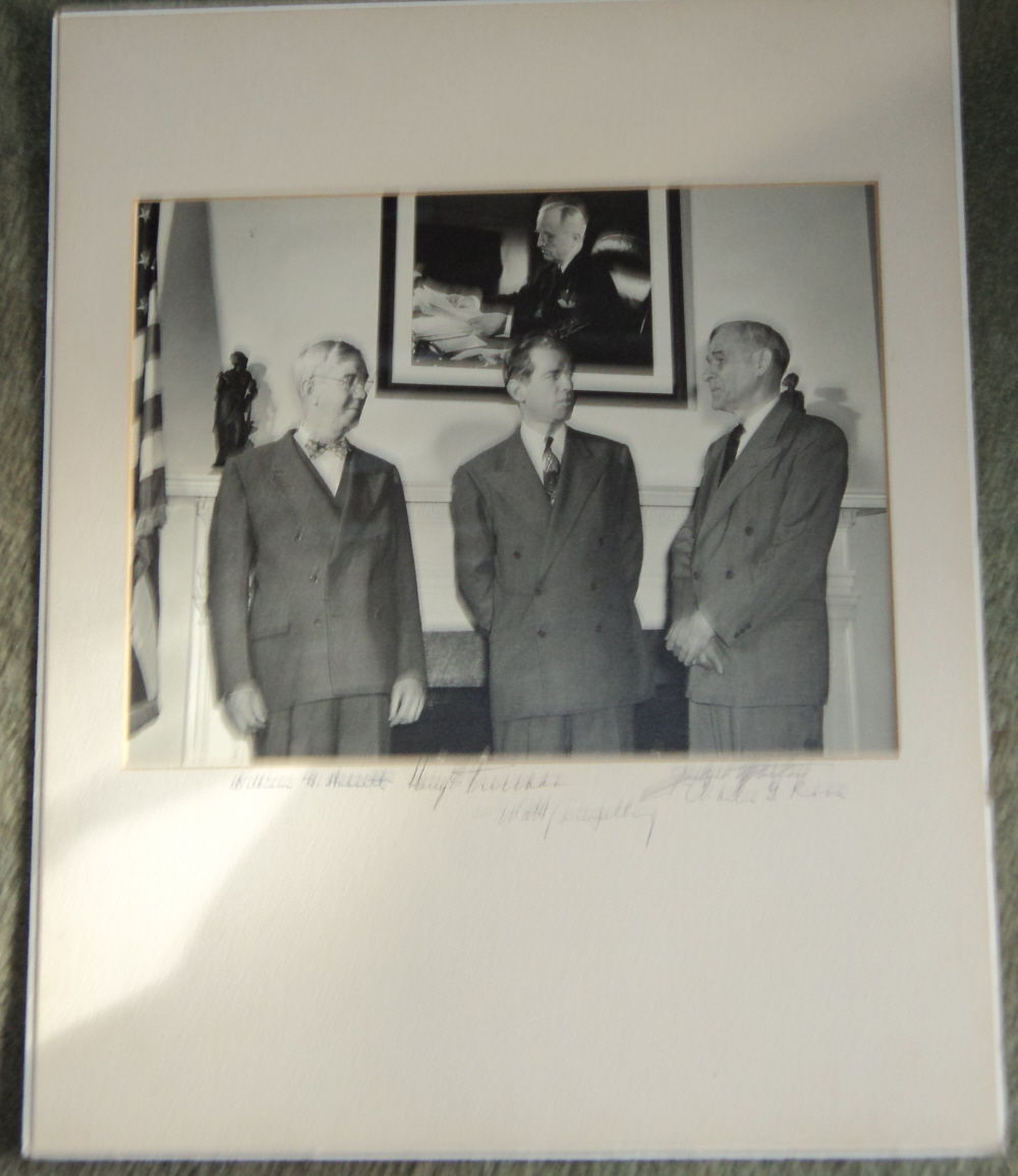 AN ORIGINAL PHOTOGRAPH SIGNED BY PRESIDENT HARRY S. TRUMAN, WILLIAM ...