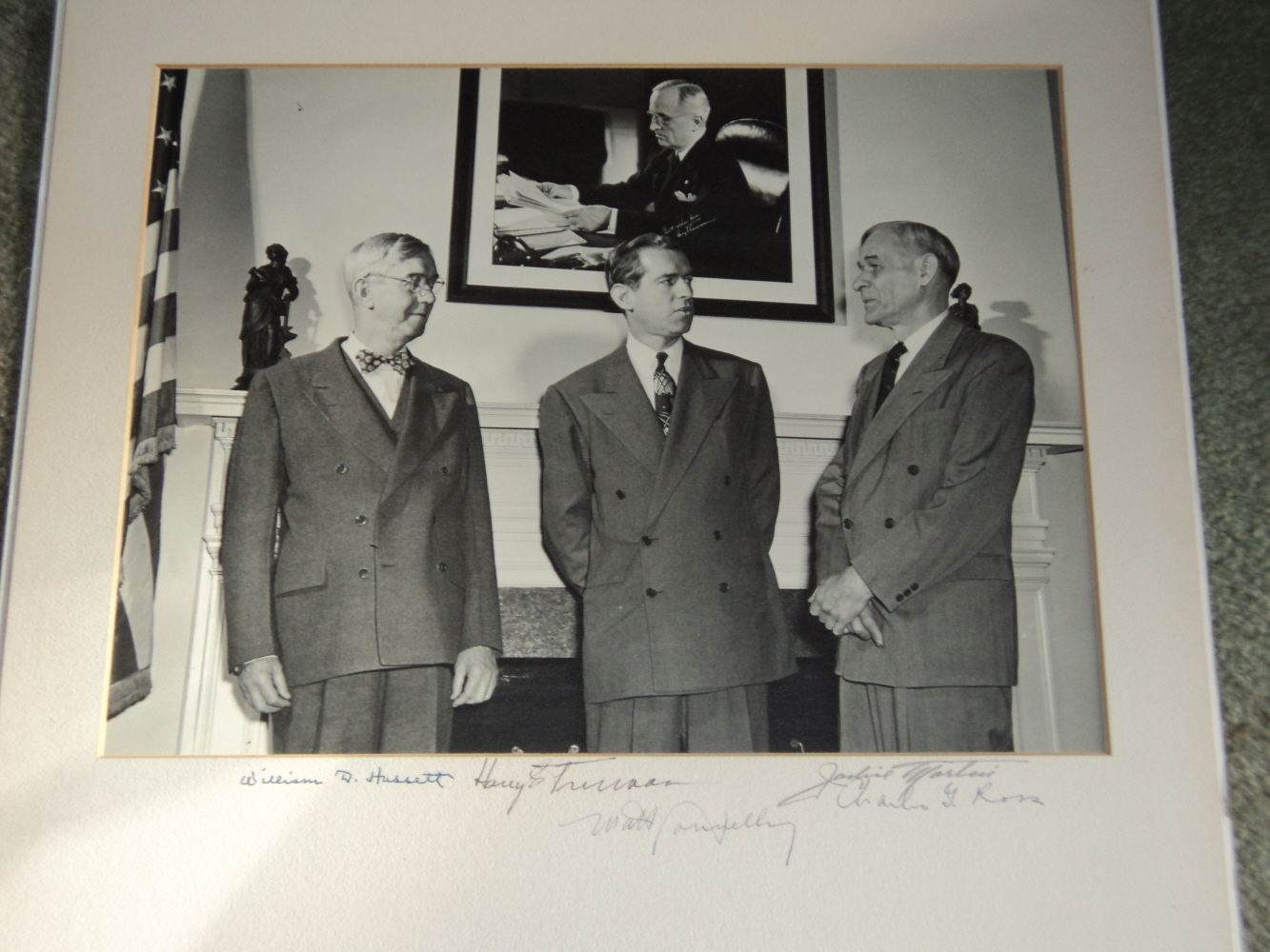 AN ORIGINAL PHOTOGRAPH SIGNED BY PRESIDENT HARRY S. TRUMAN, WILLIAM ...