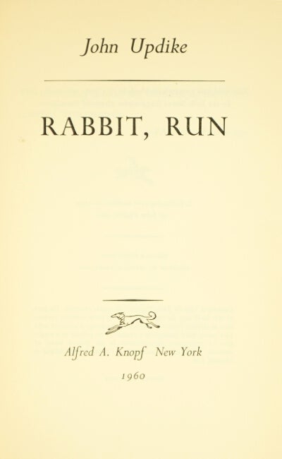 Rabbit, run by Updike, John: (1960) | Rulon-Miller Books (ABAA / ILAB)