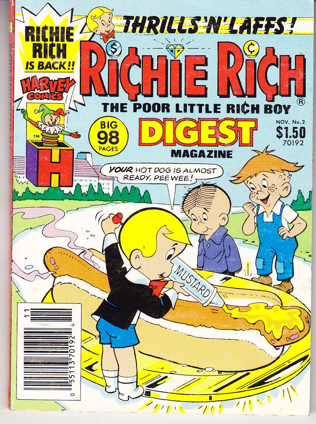 Richie Rich Digest Magazine 2 By Harvey Comics Very Good Trade