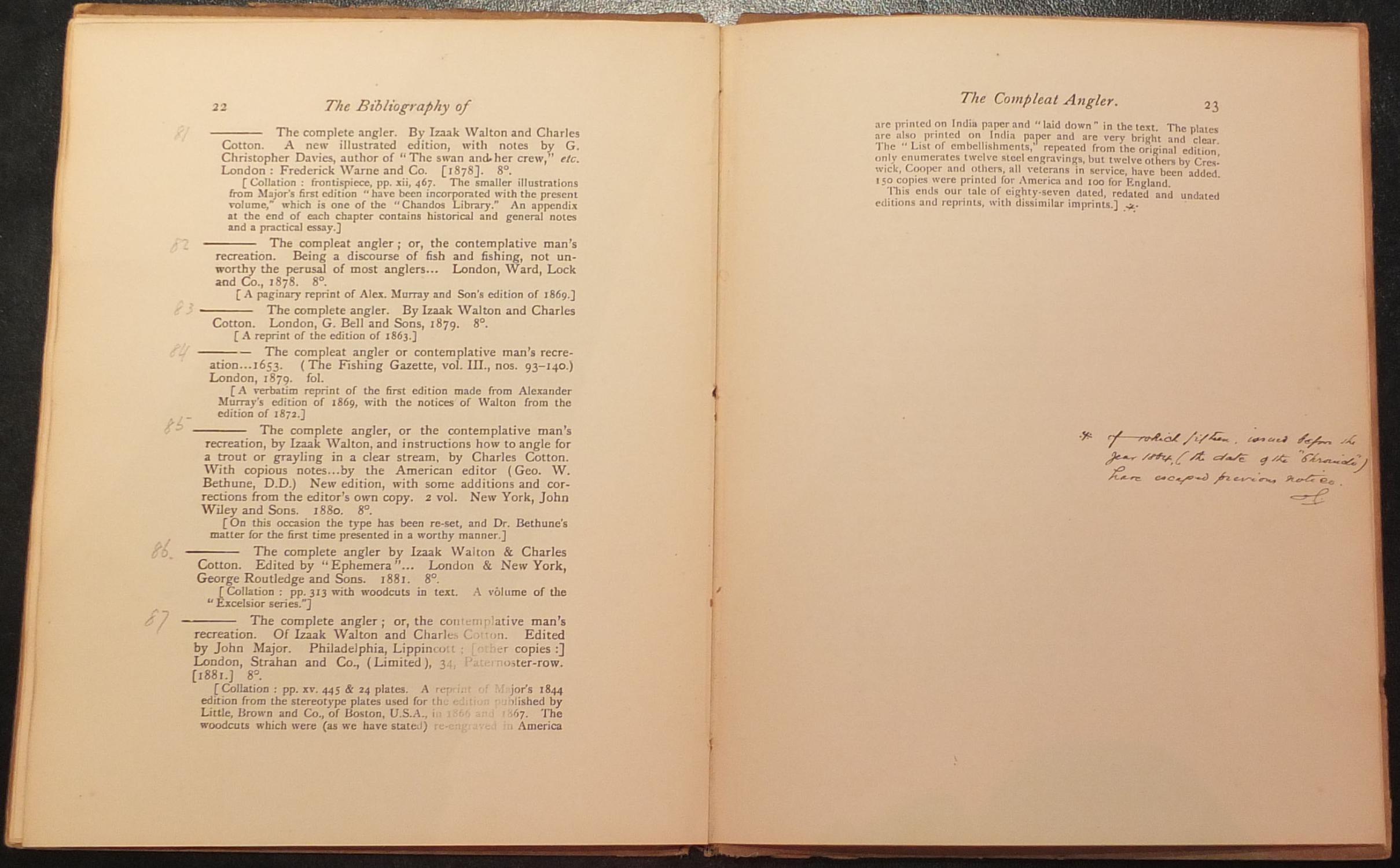 The Bibliography of Izaak Walton's Compleat Angler by SATCHELL, Thomas ...
