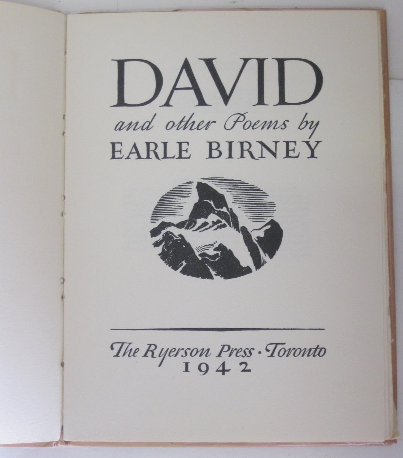 David and Other Poems by Birney, Earle: near fine (1942) | Aquila Books ...