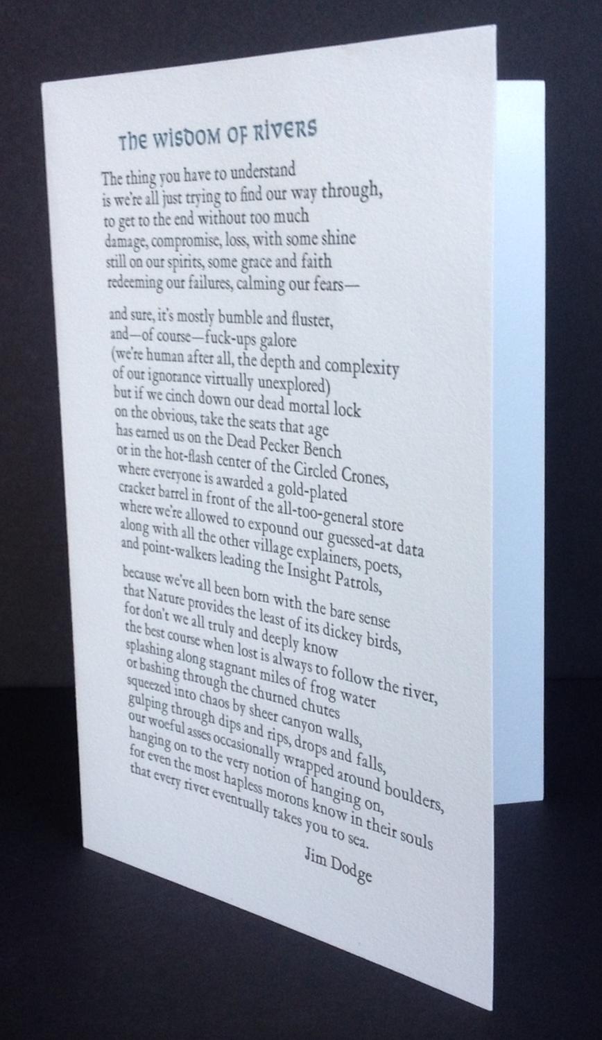 The Wisdom of Rivers by Dodge, Jim: New No Binding (2015) 1st Edition ...