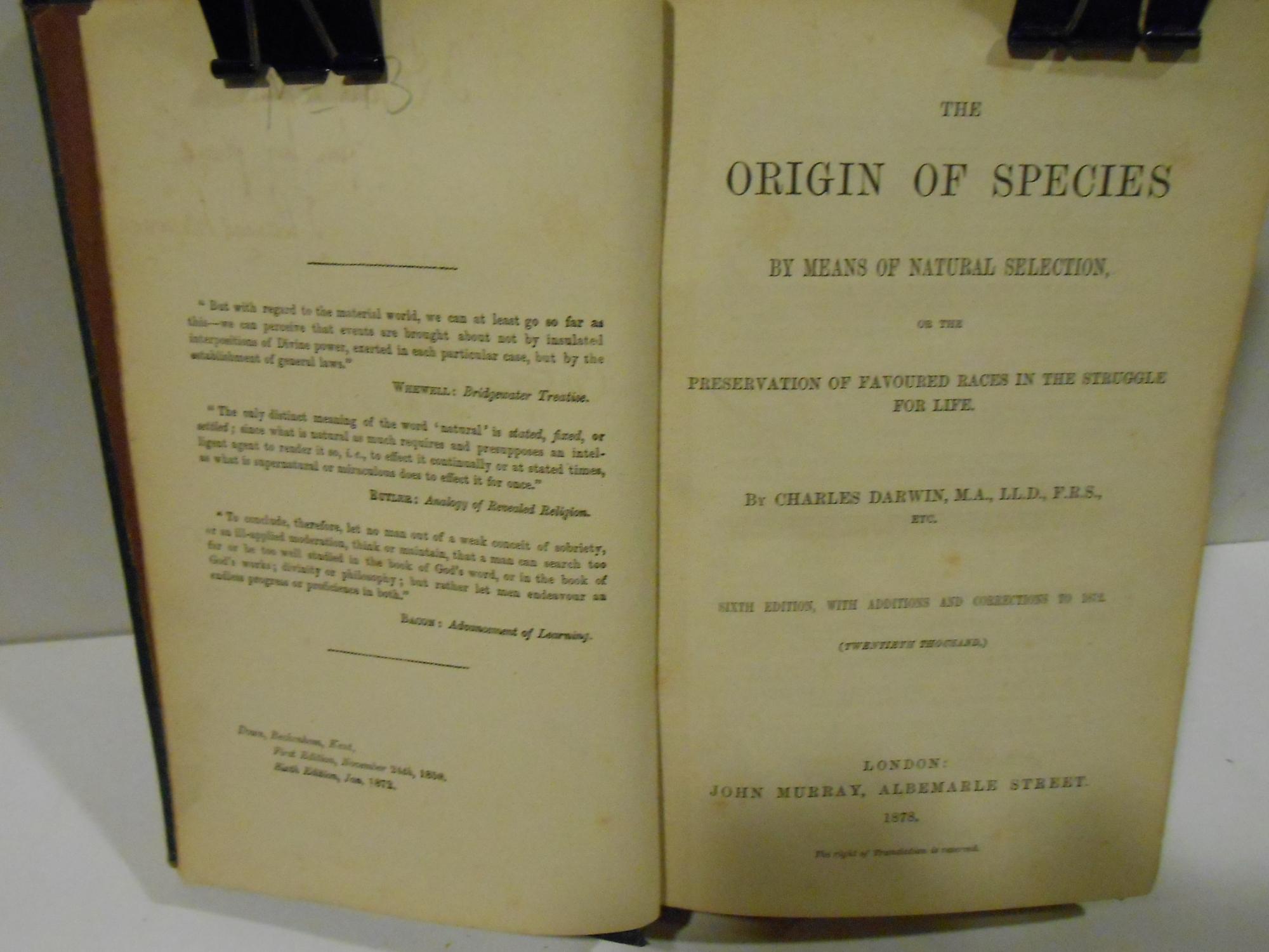 The Origin Of Species By Means Of Natural Selection Or The Preservation Of Favoured Races In