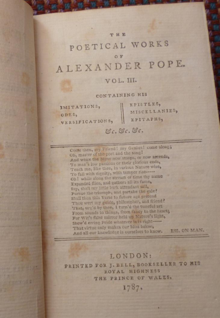 The Poetical Works of Alexander Pope in Four Volumes: Volume 3, 1787 ...
