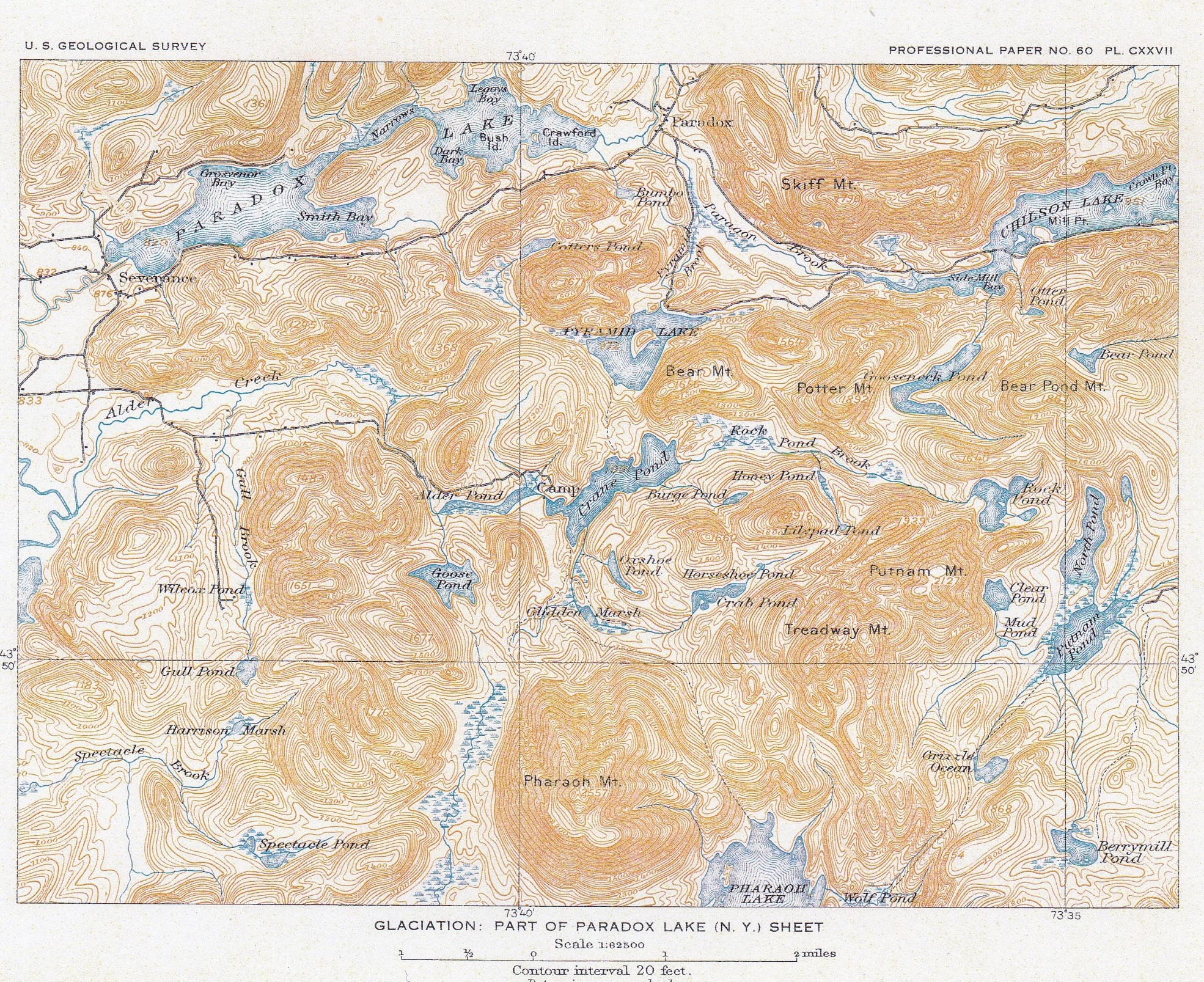 Glaciation: Part of Paradox Lake (N.Y.) sheet, by NEW YORK, PARADOX ...