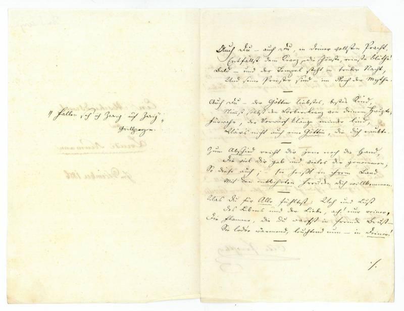 "Ein Abschiedswort an Louise Neumann. Im December 1856". Eigenh ...