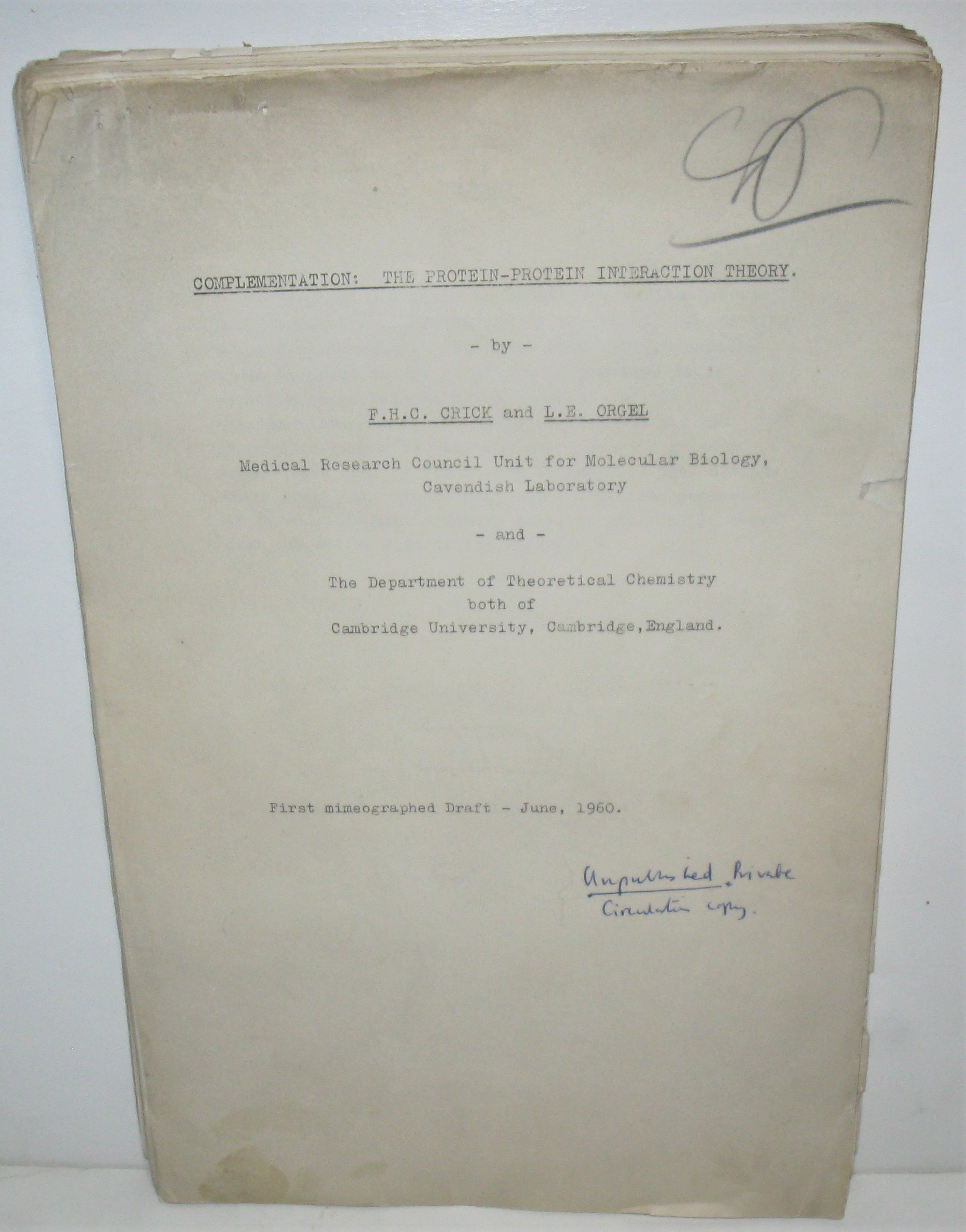 "Complementation: The Protein-Protein Interaction Theory." First ...