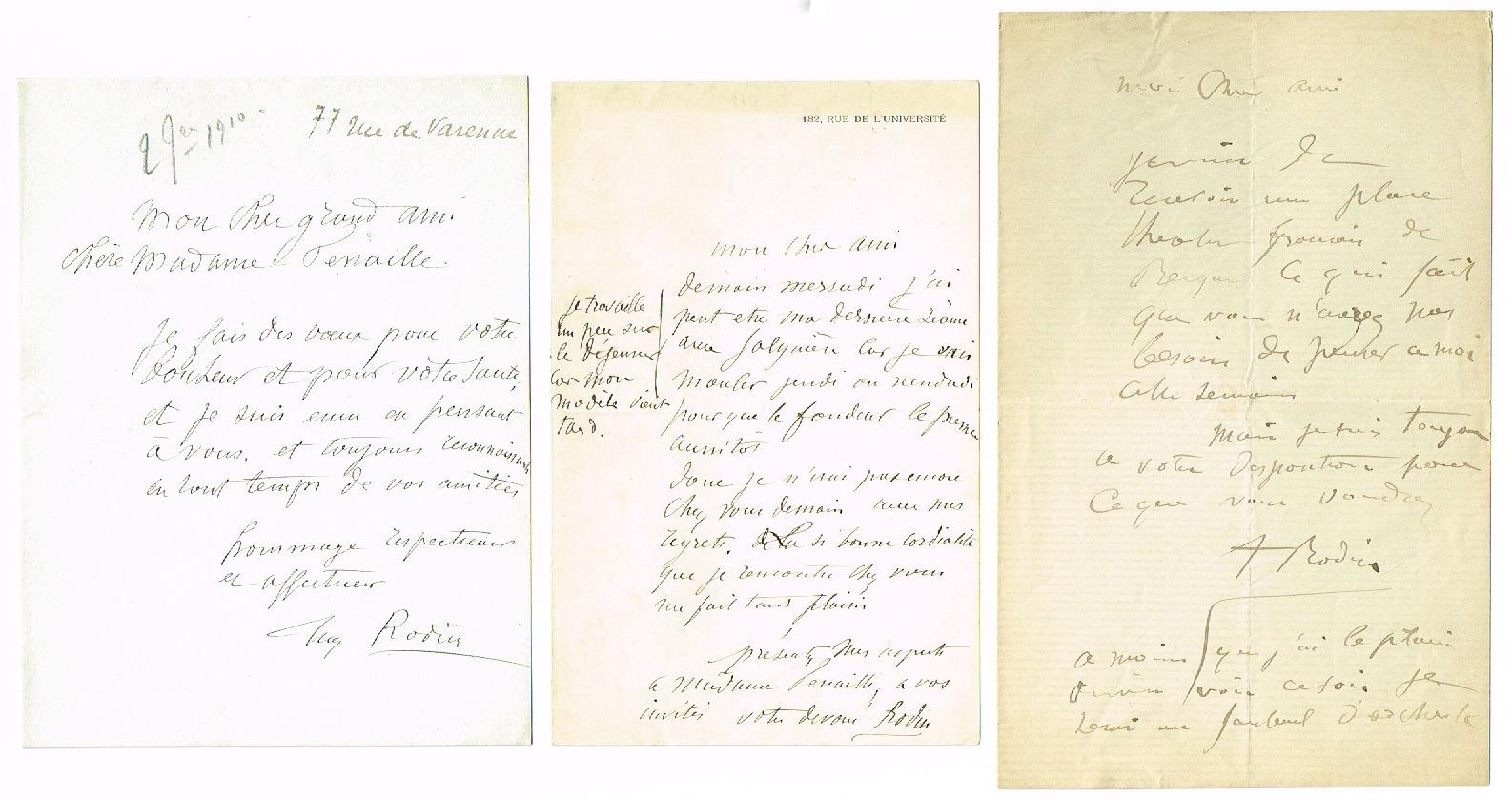 9 Autograph letters signed and 4 Letters signed. by Rodin, Auguste ...