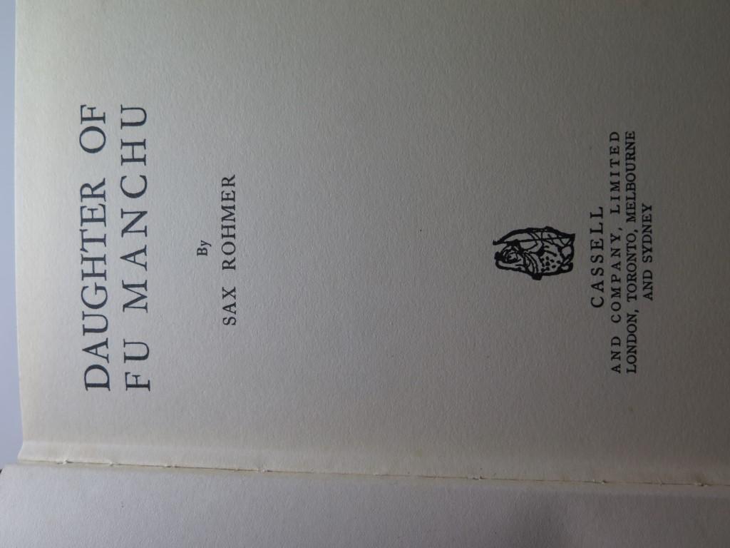 Daughter of Fu Manchu by ROHMER, Sax.: Near Fine Hardcover (1935) 3rd ...