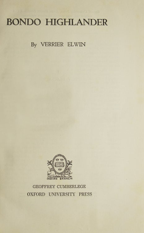 Bondo Highlanders by Elwin, Verrier: (1950) First Edition. | The Old ...
