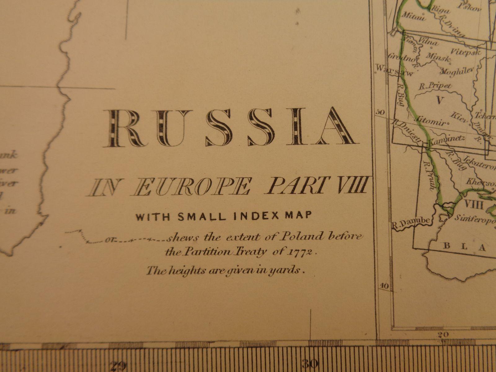 1844 BEAUTIFUL Huge Color MAP of South Russia in Europe Pruth Azov Sea ...