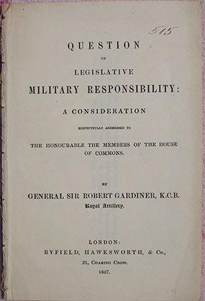 Question of Legislative Military Responsibility: A Consideration . by ...