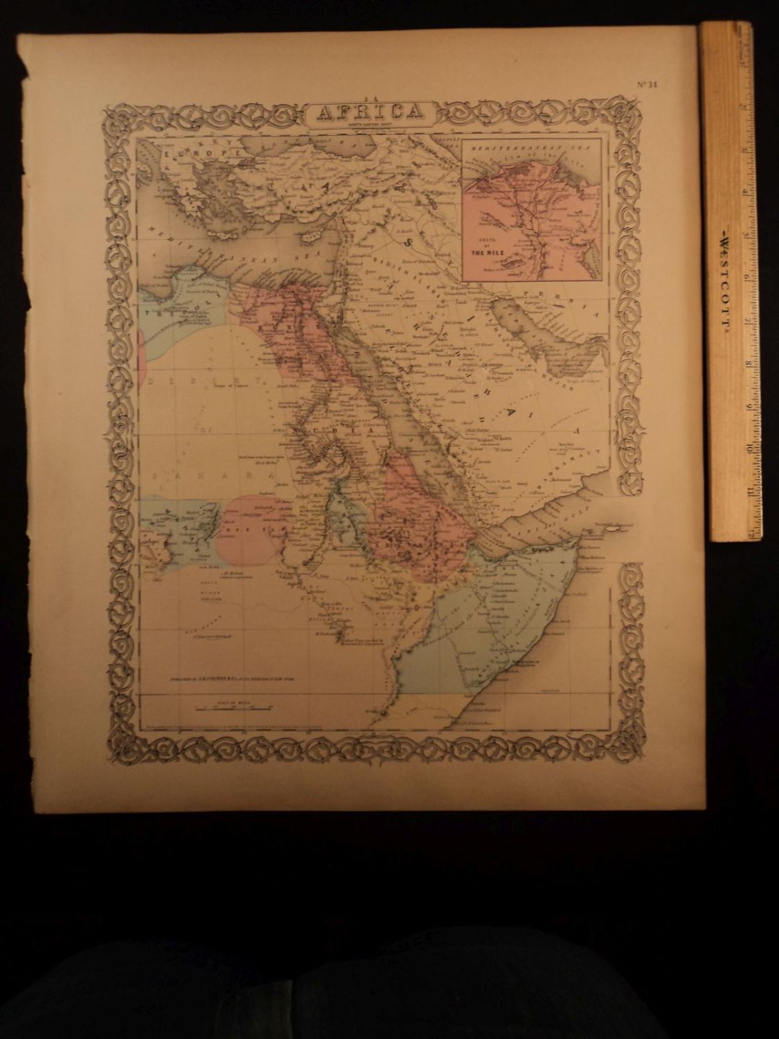 1855 1st COLTON Atlas Map AFRICA Egypt Nubia Sudan Arabia Tripoli ...
