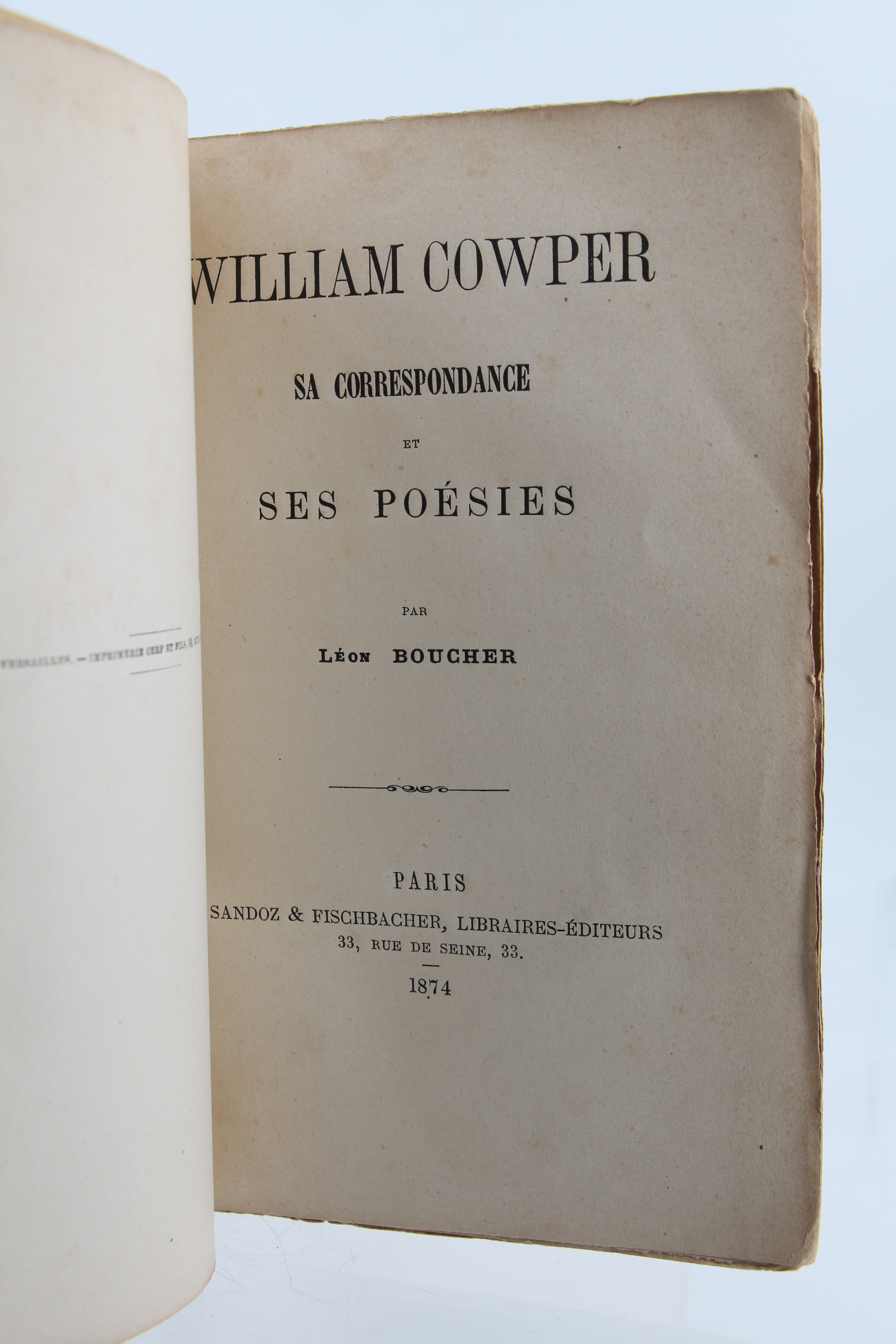 William Cowper sa correspondance et ses poésies de (COWPER William ...