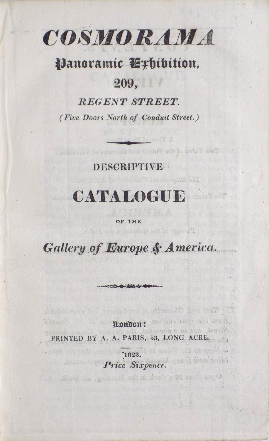 Cosmorama Panoramic Exhibition, 209, Regent Street. (Five Doors North ...