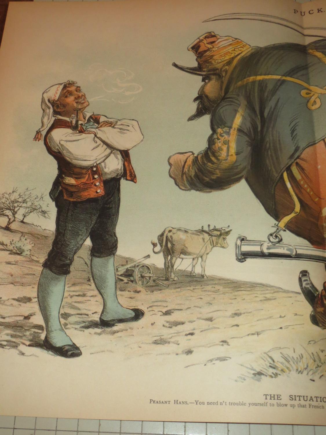 1887 Puck Lithograph of "The Situation in Germany" - Bismarck, Bloated ...