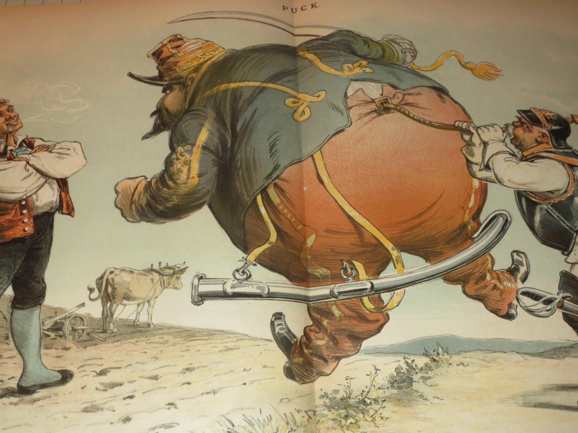 1887 Puck Lithograph of "The Situation in Germany" - Bismarck, Bloated ...
