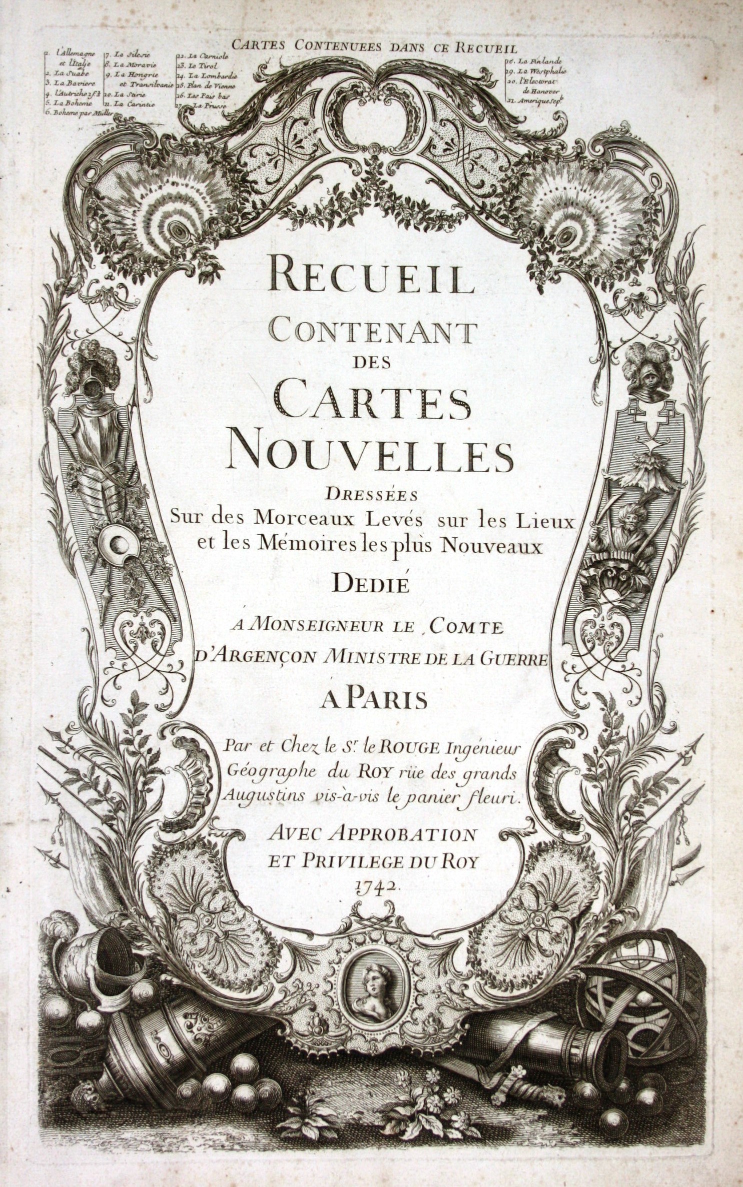 "Recueil contenant des Cartes Nouvelles" - Atlas Le Rouge title Titel ...