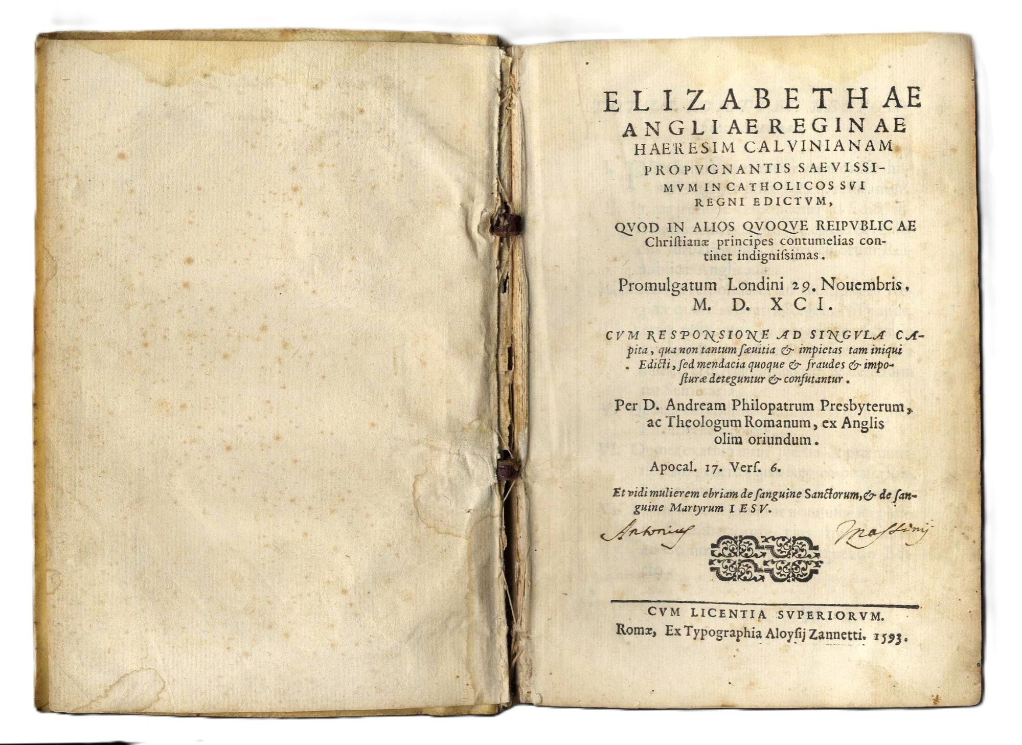 Elizabethae Angliae Reginae haeresim Calvinianam propugnantis ...