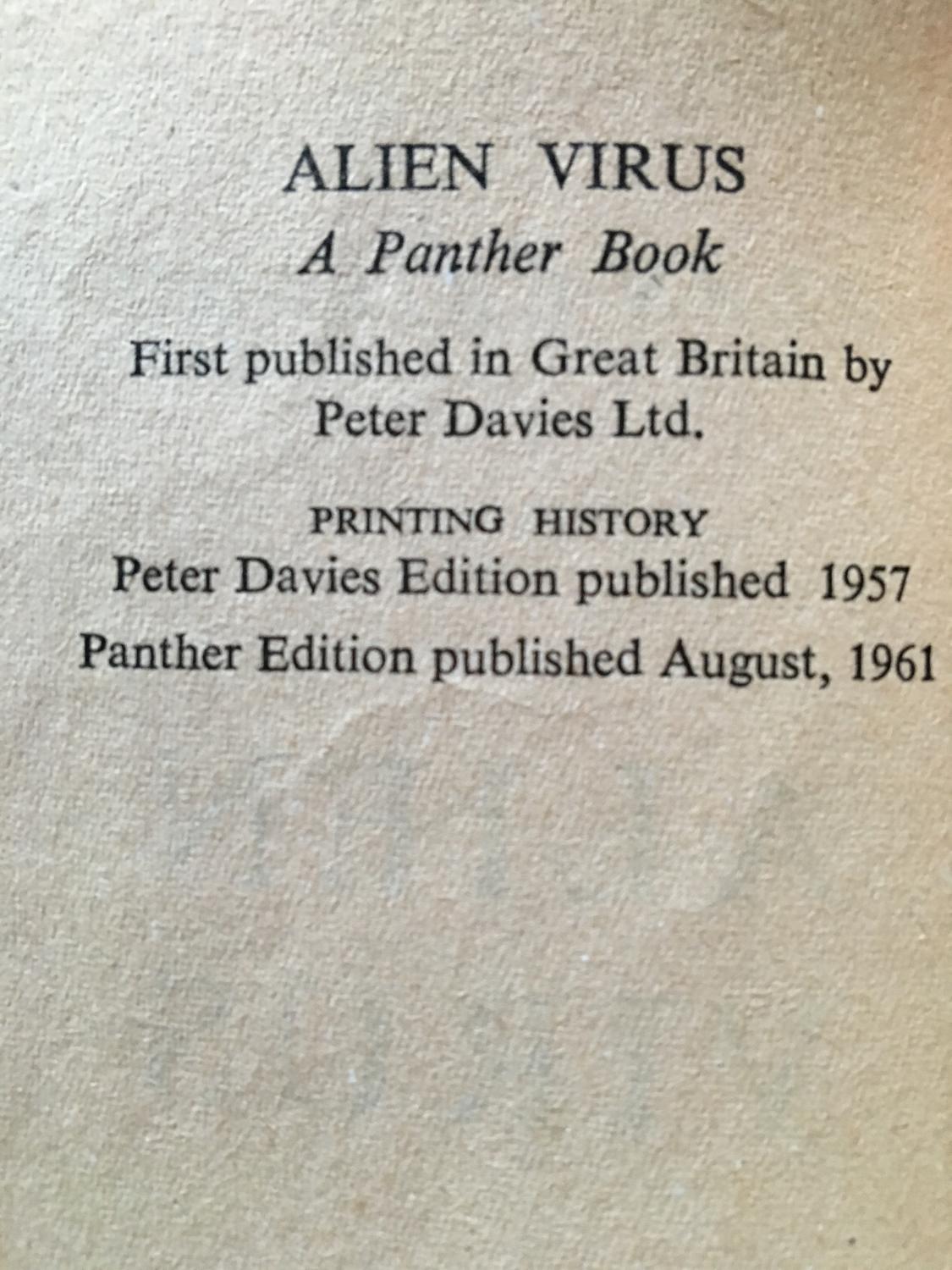 Alien Virus by Alan Caillou: Very Good Soft cover (1961) 1st Edition ...