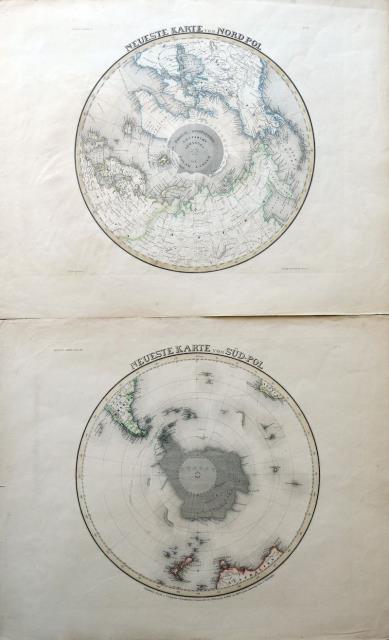Neueste Karte vom Sud - Pol / Neueste Karte vom Nord - Pol. von MEYER'S ...