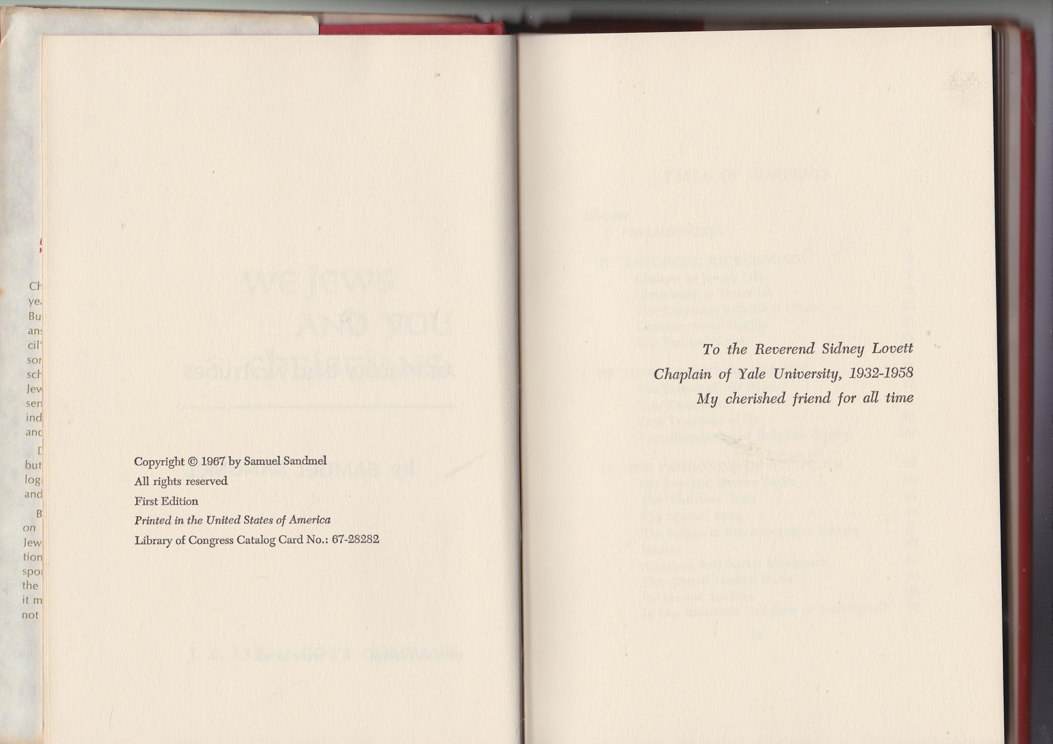 We Jews and you Christians by Sandmel, Samuel: Very Good Hardcover ...