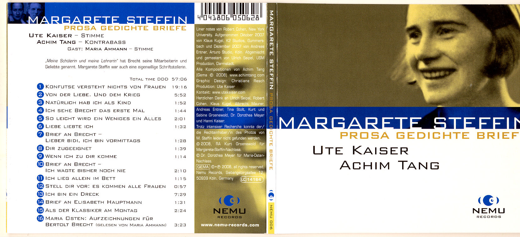 Margarete STEFFIN : Prosa - Gedichte - Briefe. - Ute Kaiser (Stimme ...