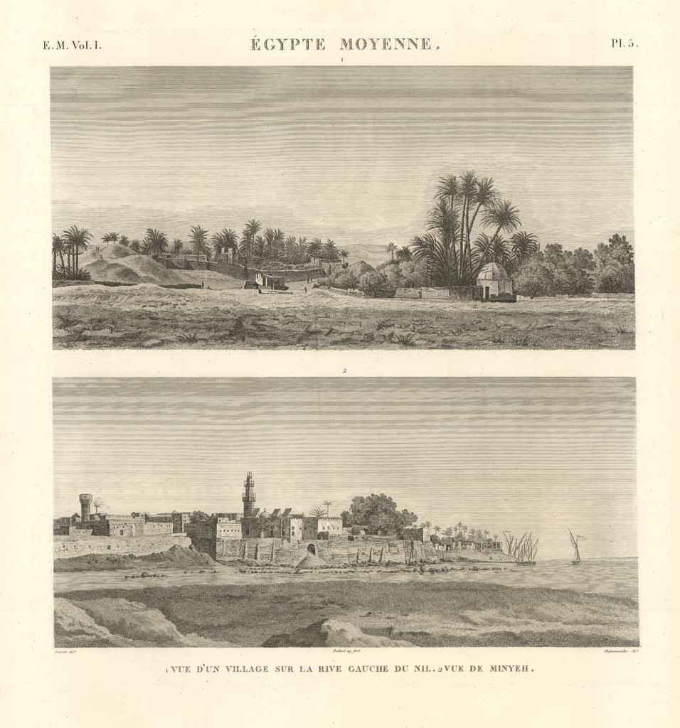 Egypte moyenne - Vue d'un village sur la rive gauche du Nil - Vue de ...