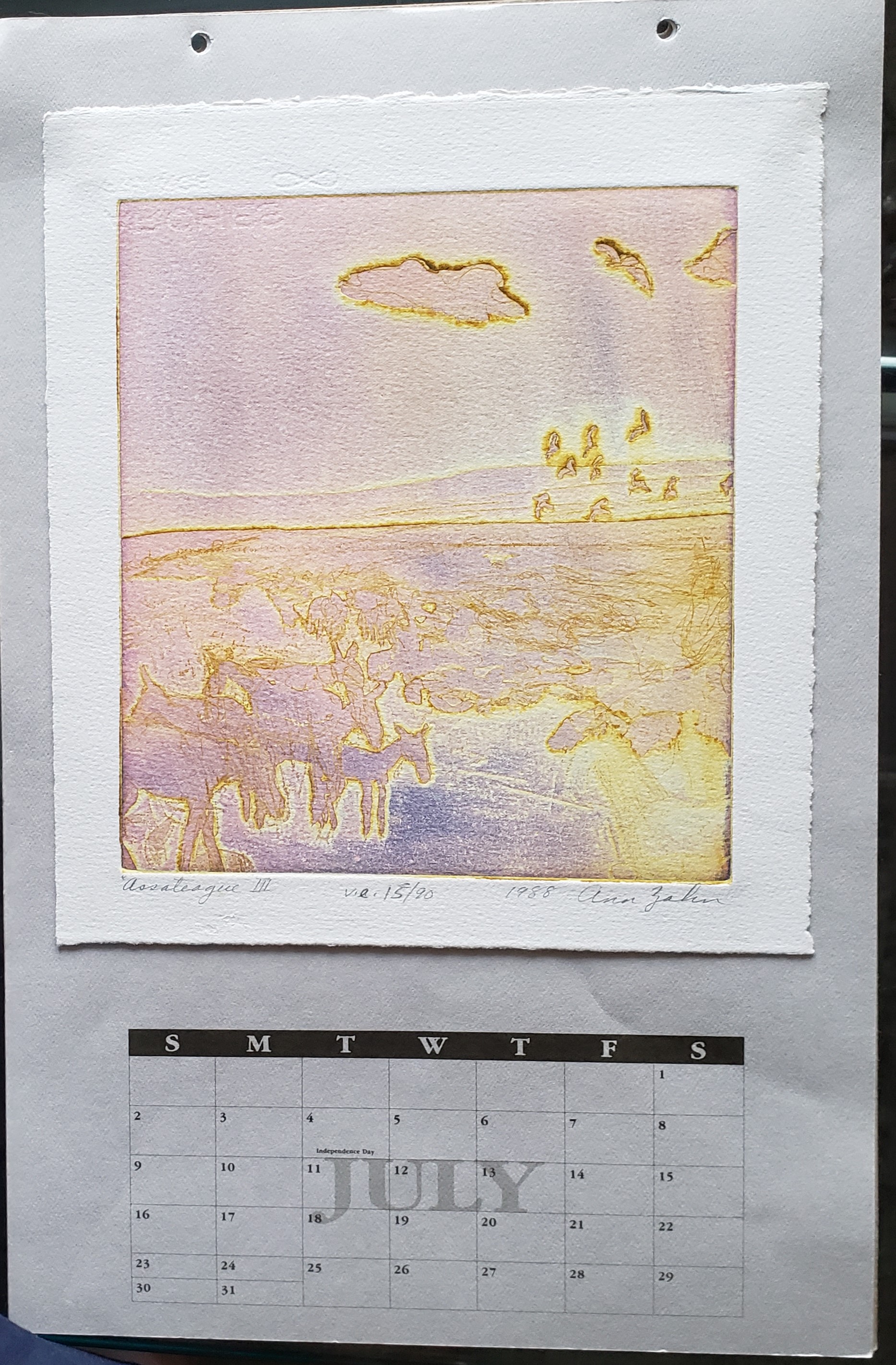 Original Print Calendar. 1989 (SIGNED 13 Limited Ed. Prints: WASHINGTON ...