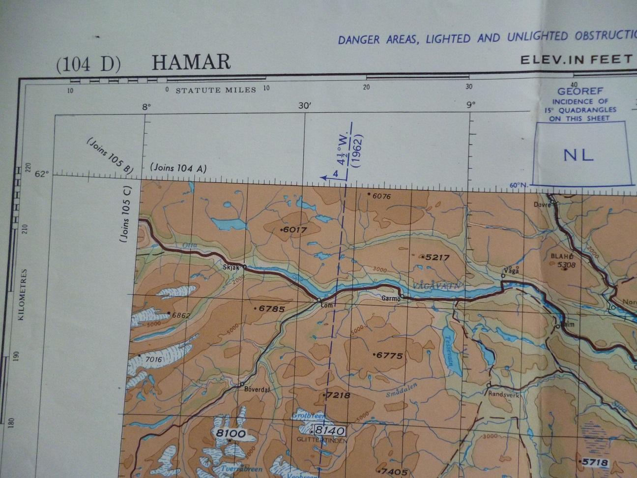 Aeronautical Chart: Hamar (104 D) by Norwegian Geographical Survey ...