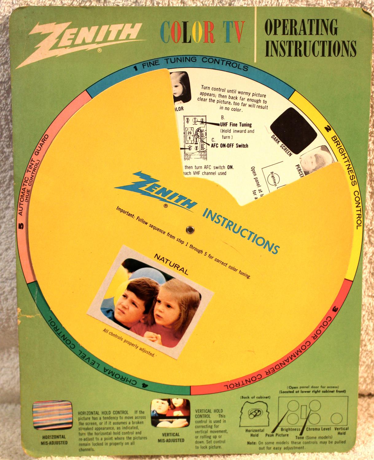ZENITH Color TV Operating Instructions: 1st Edition Magazine ...