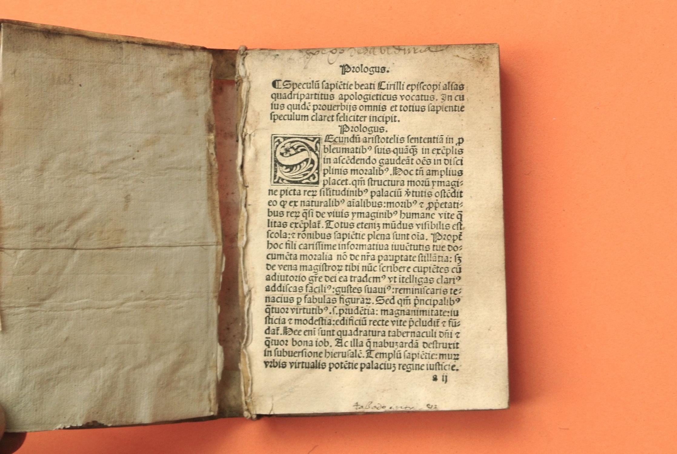 [Incipit:] Speculum sapientie beati Cirilli episcopi alias ...