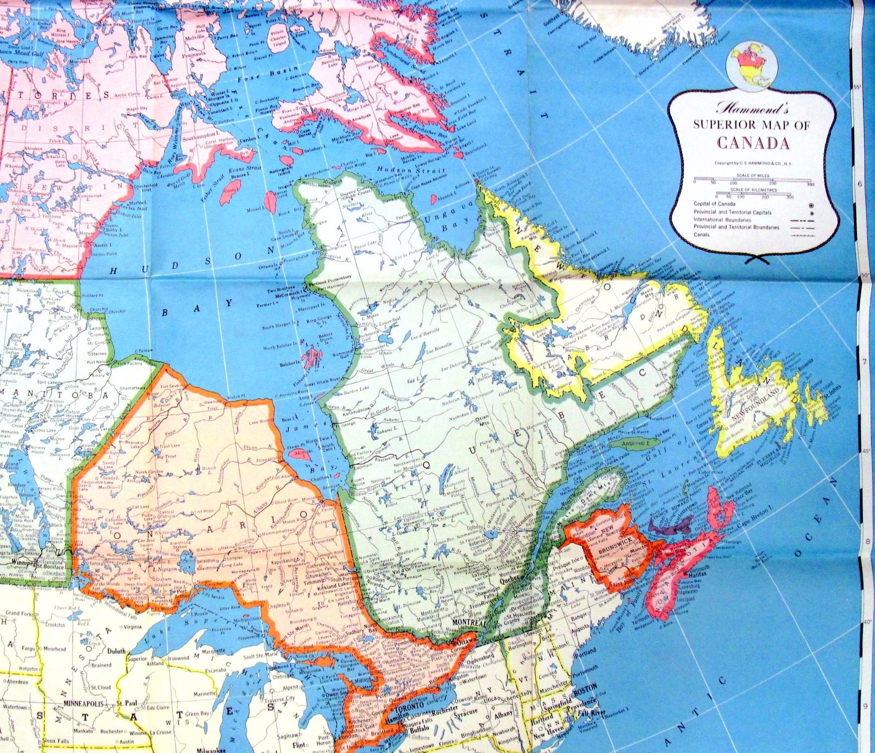 Hammond's Superior Map of Canada by Large Fold-Out Wall Map: Good Map ...