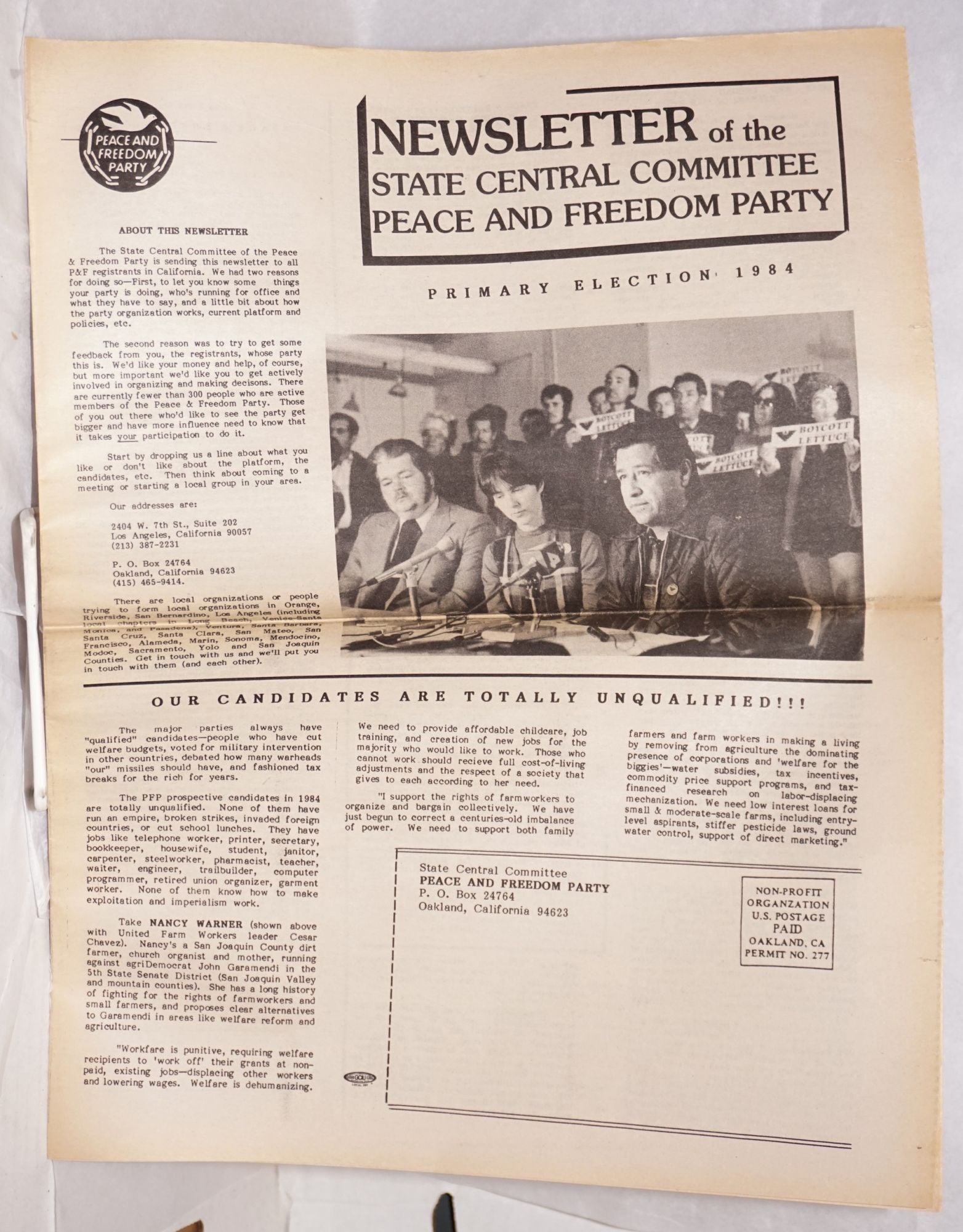 Newsletter of the State Central Committee: Primary Election 1984 by ...