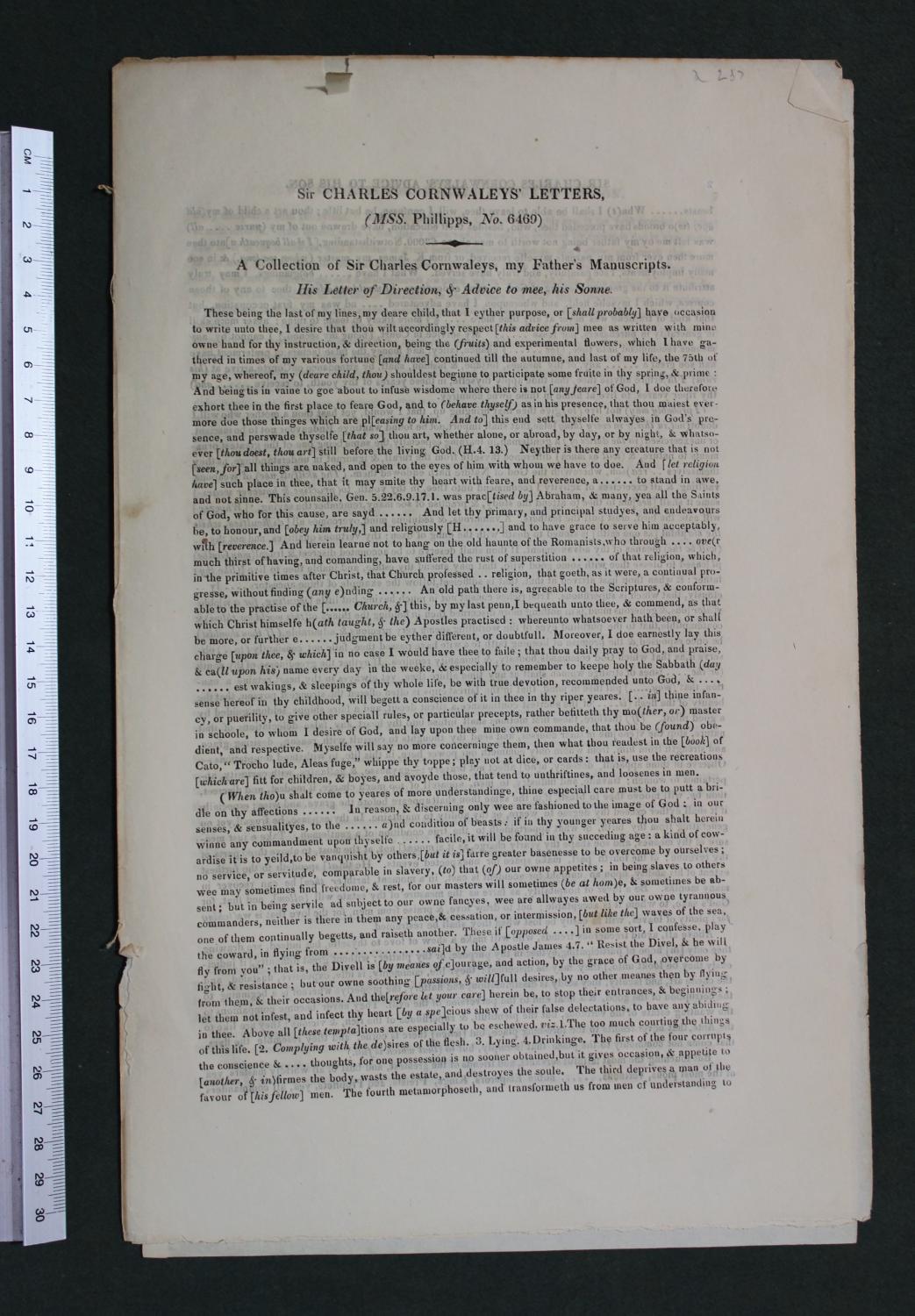 Sir Charles Cornwaley's letters. (MSS Phillipps No 6469) [together with ...