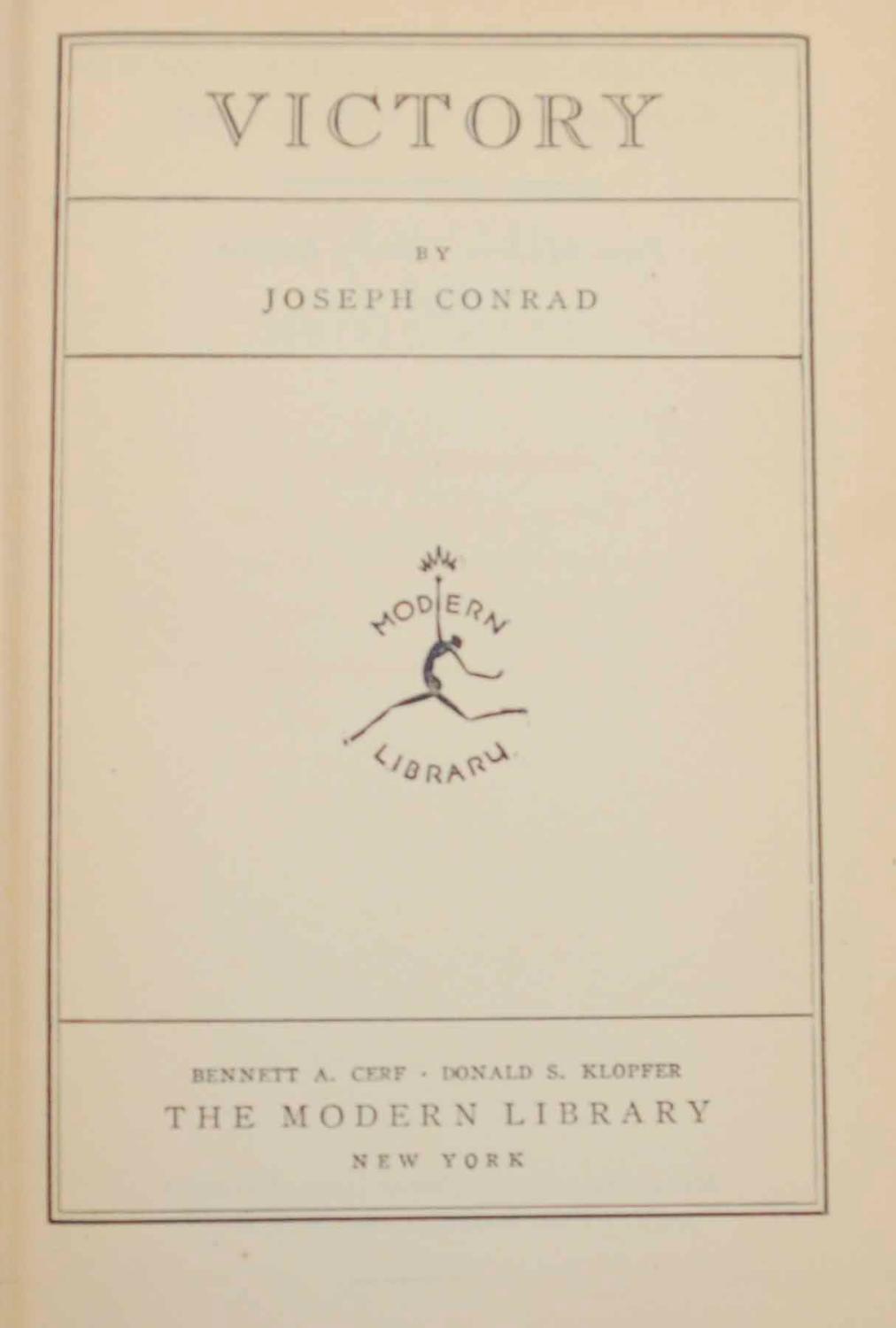 Victory by CONRAD, Joseph: (1932) | Jeff Hirsch Books, ABAA